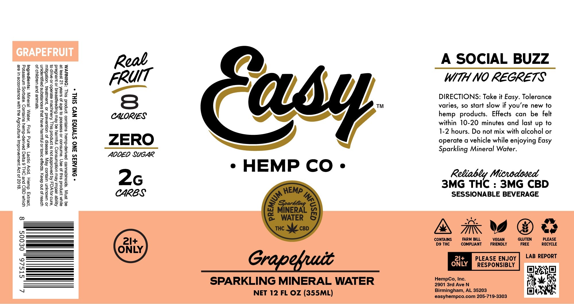 Easy Hemp Co. | THC Sparkling Mineral Water & Seltzer